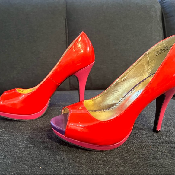 Rampage | Shoes | 22 Hot Pink Red Platform Peep Toe Pumps 65 | Poshmark